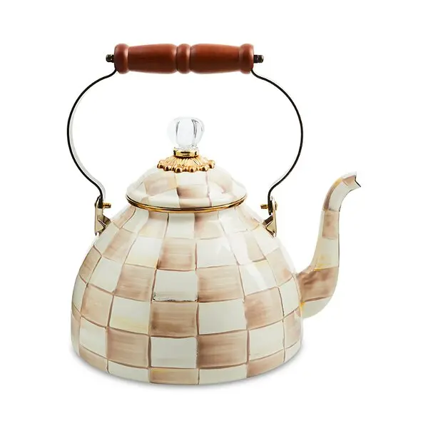 MACKENZIE-CHILDS Mocha Check 3 Quart Tea Kettle - No Color