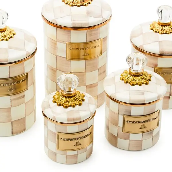 MACKENZIE-CHILDS Check Medium Canister - Mocha