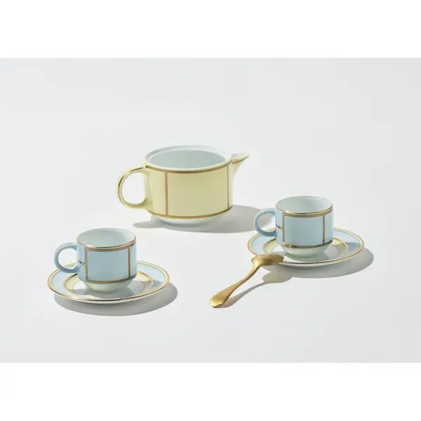 GINORI 1735 Colonna Diva Coffee Set For 2 - Celeste