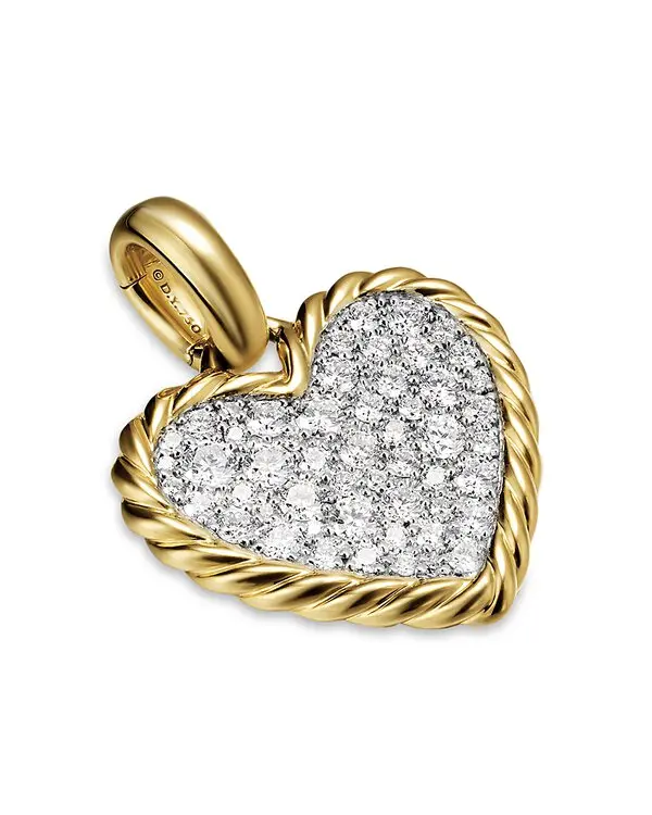 David Yurman 18k Yellow Pave Diamond Heart Amulet - Gold