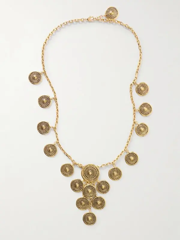 Saint Laurent Tone Medallion Necklace - Gold