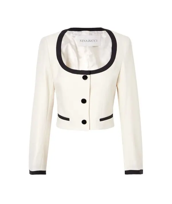 Nina Ricci Cropped Wool-gabardine Jacket - White