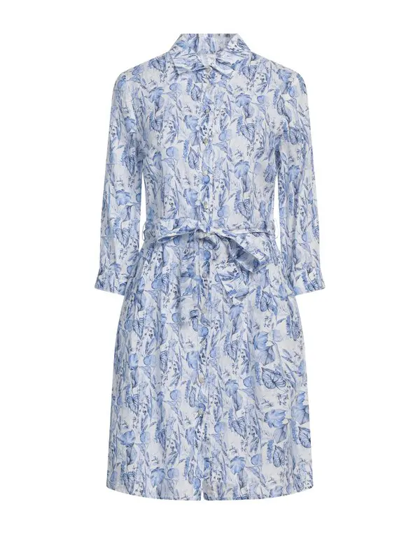 120% Lino Mini Floral-print Linen Shirt Dress