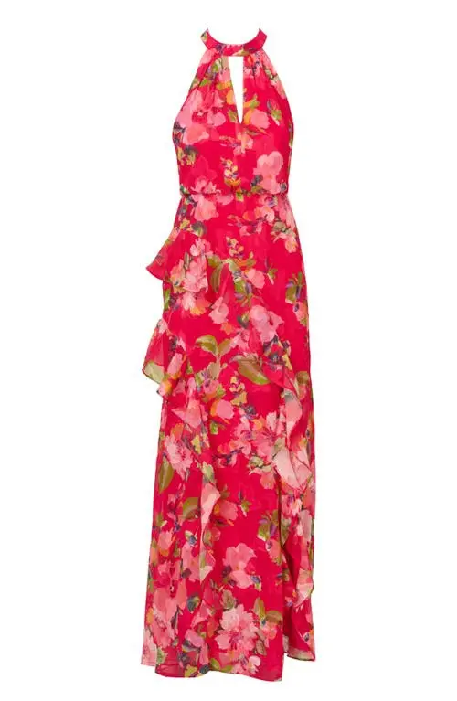 Adrianna Papell Floral Ruffle Mermaid Dress - Pink Multi | Editorialist