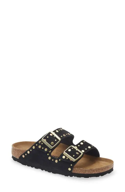 BIRKENSTOCK Arizona Studded Slide Sandal - Black Suede