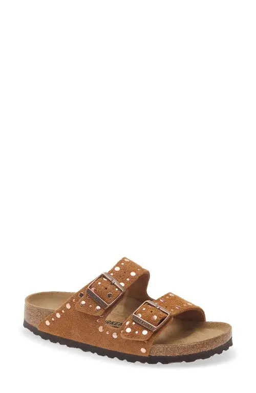 BIRKENSTOCK Arizona Studded Slide Sandal - Mink Suede