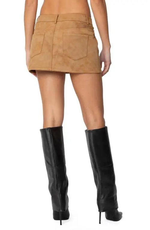 EDIKTED Isa Low Rise Faux Suede Miniskirt