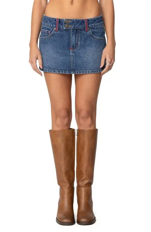 EDIKTED Embroidered Denim Mini Skirt