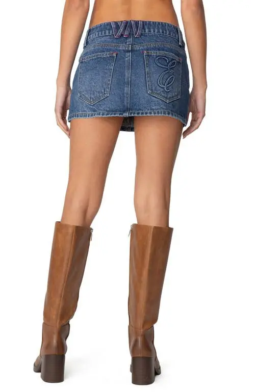 EDIKTED Embroidered Denim Mini Skirt