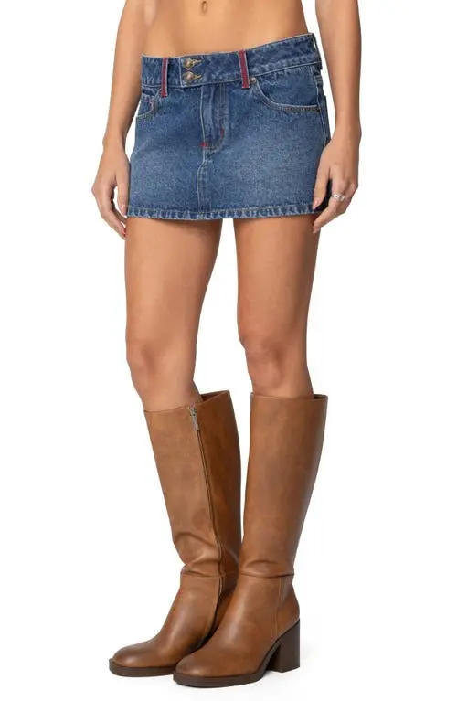 EDIKTED Embroidered Denim Mini Skirt