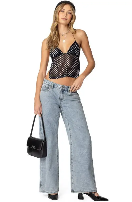 EDIKTED Contrast Heart Low Rise Wide Leg Jeans