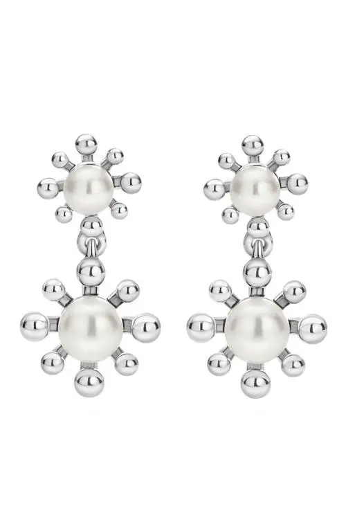 Lagos Luna Fleur Cultured Pearl Drop Earrings - Silver