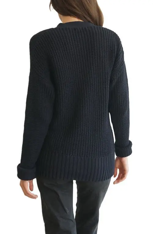 PANEROS CLOTHING Emily Long Cotton Cardigan - Midnight Navy
