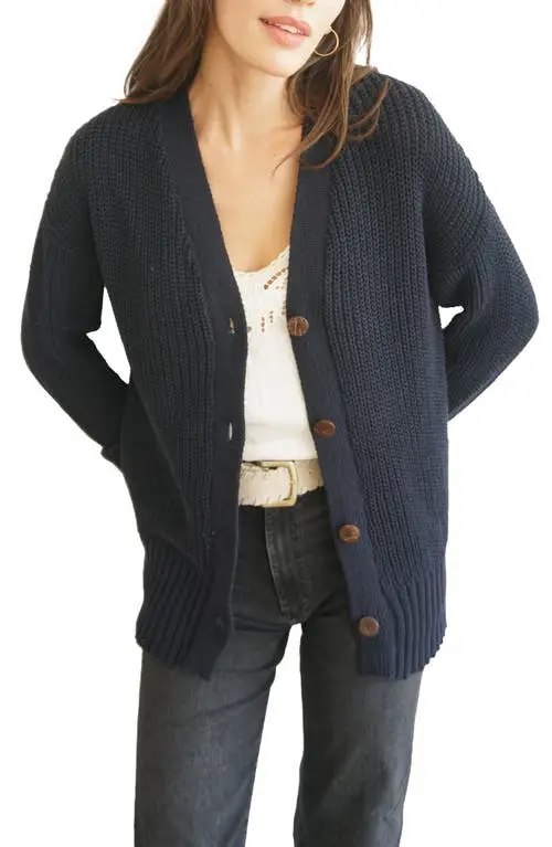 PANEROS CLOTHING Emily Long Cotton Cardigan - Midnight Navy