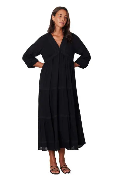PANEROS CLOTHING Magnolia Lace Inset Midi Dress