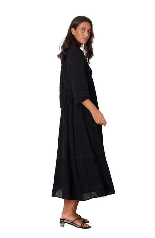 PANEROS CLOTHING Magnolia Lace Inset Midi Dress