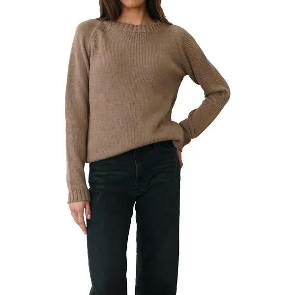 PANEROS CLOTHING Sloane Cotton Crewneck Sweater - Mocha