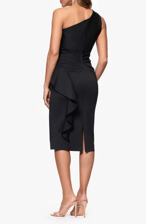 XSCAPE EVENINGS Gathered One-shoulder Cocktail Dress