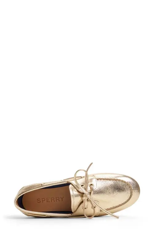 Sperry Slim Boat Shoe - Gold Leather Crinkle