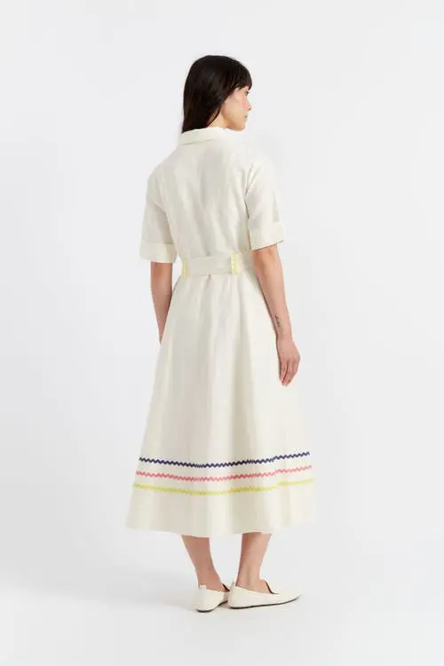 Chinti & Parker Starboard Linen Blend Shirt Dress - Cream