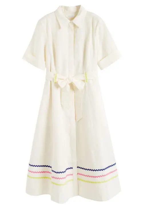 Chinti & Parker Starboard Linen Blend Shirt Dress - Cream