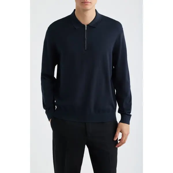Theory Long Sleeve Quarter Zip Polo Sweater