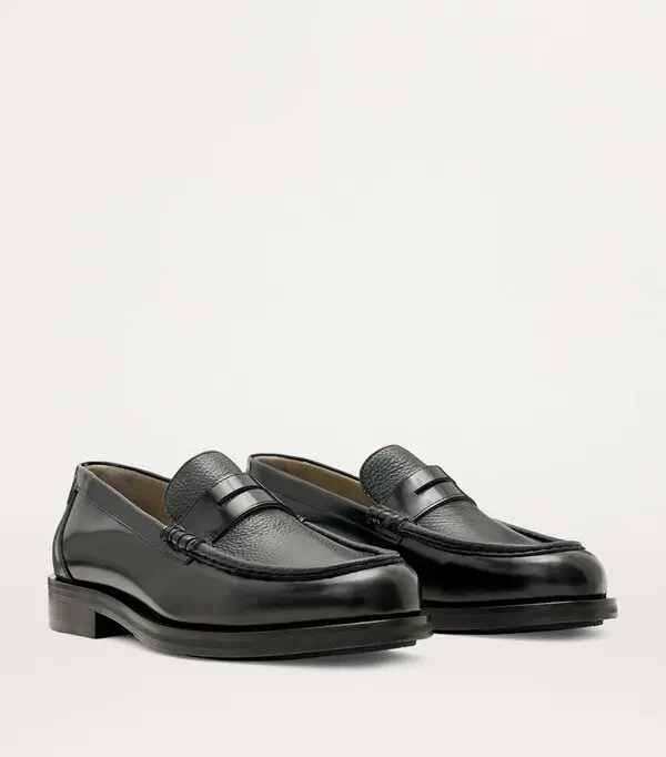 ALLSAINTS Leather Bloom Loafers - Black