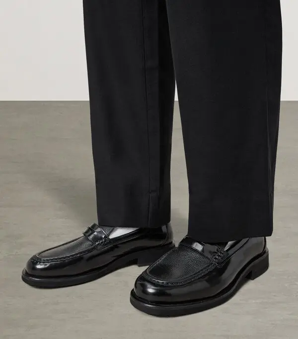ALLSAINTS Leather Bloom Loafers - Black