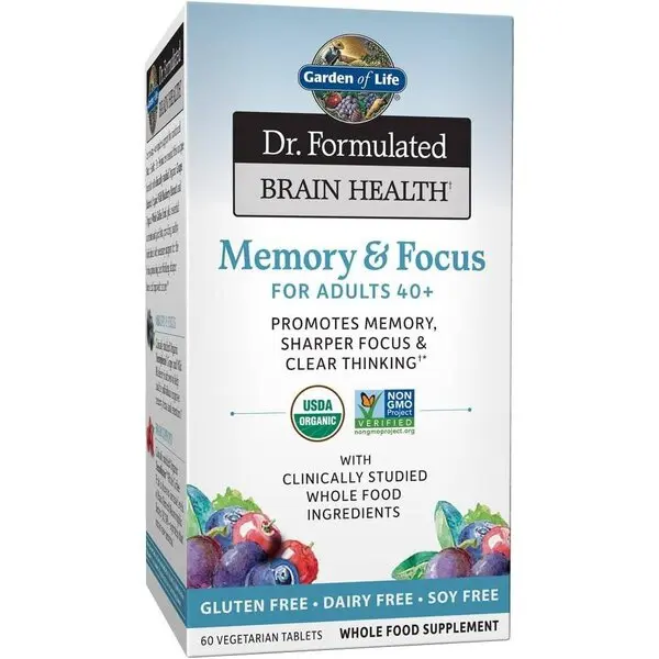 GARDEN OF LIFE Dr. Formulated Brain Health Memory & Focus For Adults 40+ 60 Tablets - One-color