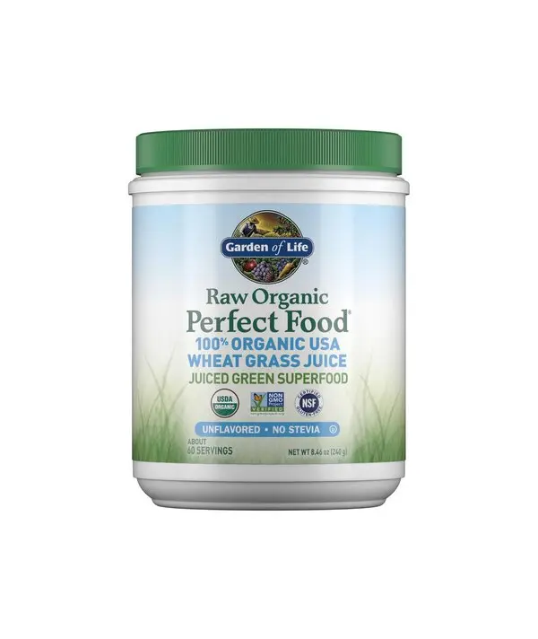 GARDEN OF LIFE Raw Organic Perfect Food Wheat Grass Juice Unflavored 240 Grams - One-color