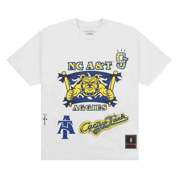 CACTUS JACK BY TRAVIS SCOTT X Mitchell & Ness North Carolina A&t University Handdrawn Tee - White