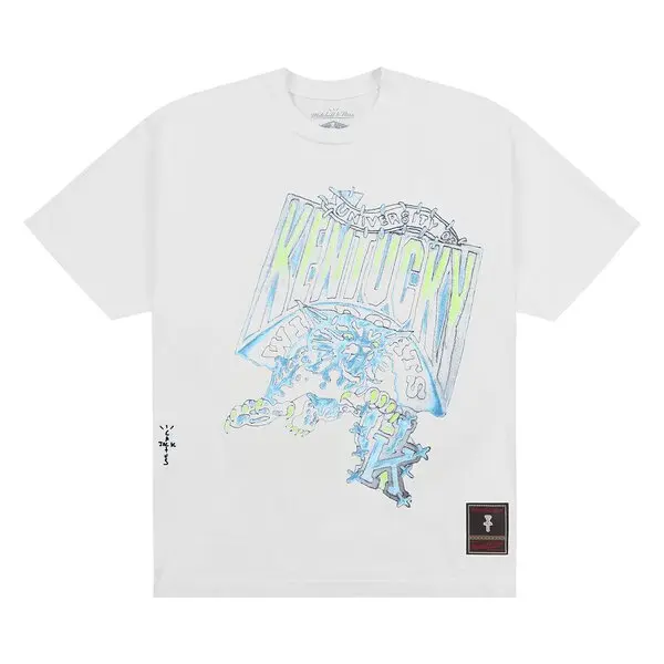 CACTUS JACK BY TRAVIS SCOTT X Mitchell & Ness University Of Kentucky Handdrawn Tee - White