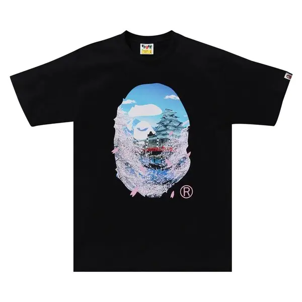 A BATHING APE Sakura Photo Ape Head Tee - Black
