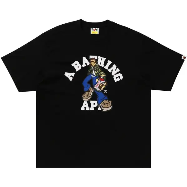 A BATHING APE Graffiti Character College Relaxed Fit Tee - Black