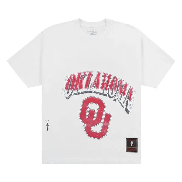 CACTUS JACK BY TRAVIS SCOTT X Mitchell & Ness University Of Oklahoma Handdrawn Tee - White