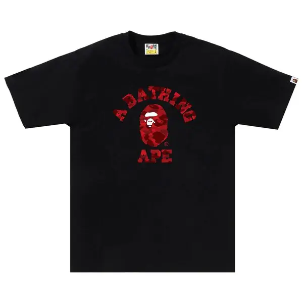 A BATHING APE Color Camo College Tee /red - Black