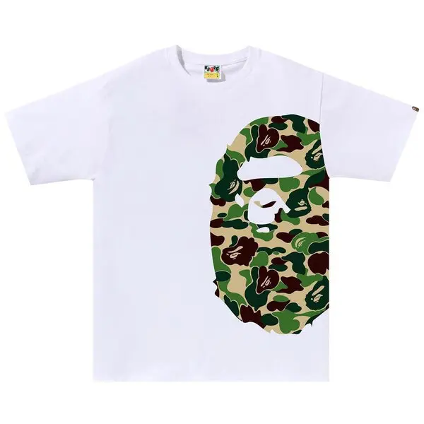 A BATHING APE Abc Camo Side Big Ape Head Tee /green - White