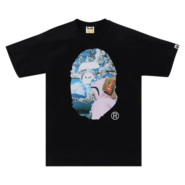 A BATHING APE Sakura Ape Head Photo Tee #1 - Black