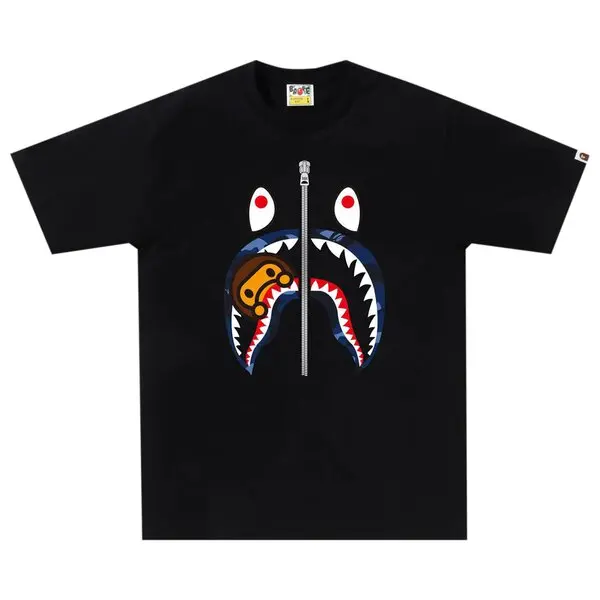 A BATHING APE Color Camo Milo Shark Tee /navy - Black