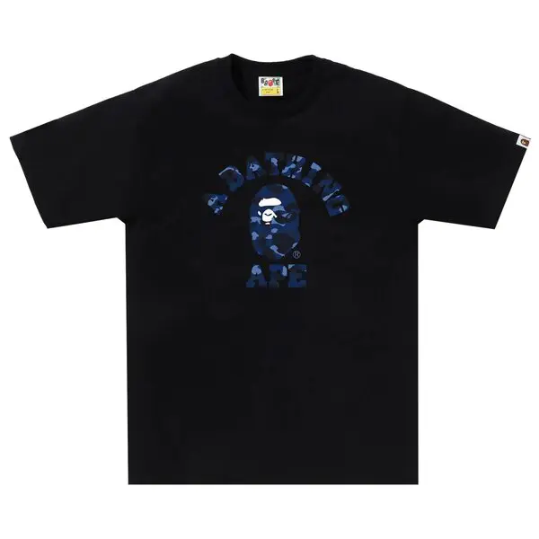 A BATHING APE Color Camo College Tee /navy - Black