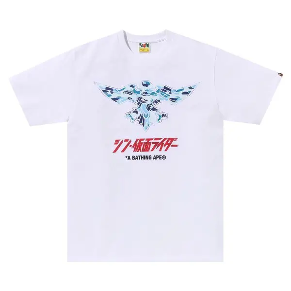 A BATHING APE X Shin Kamen Rider Shocker Emblem Tee /blue - White