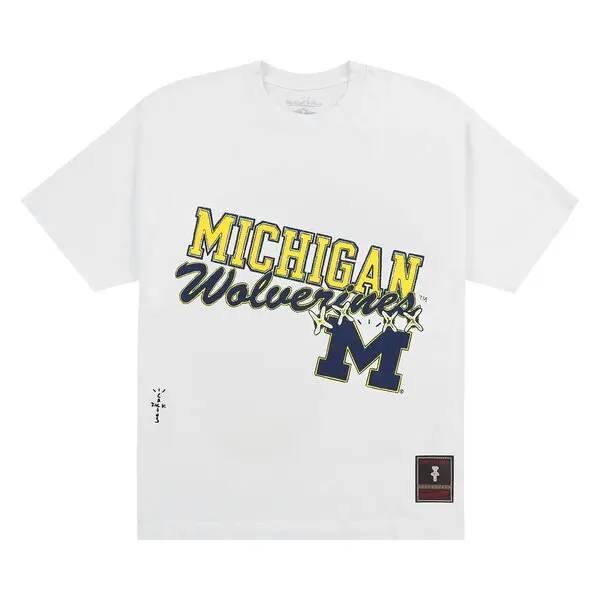TRAVIS SCOTT Cactus Jack X Mitchell & Ness University Of Michigan Tee - White