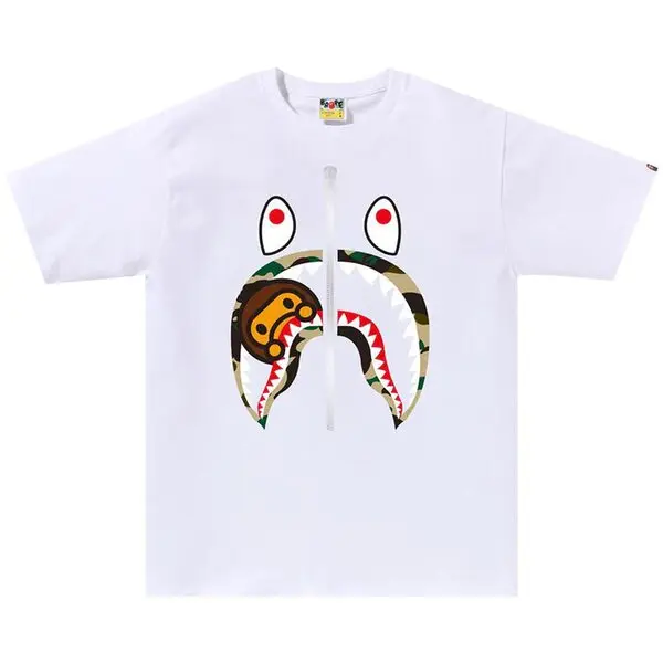 A BATHING APE 1st Camo Milo Shark Tee /yellow - White