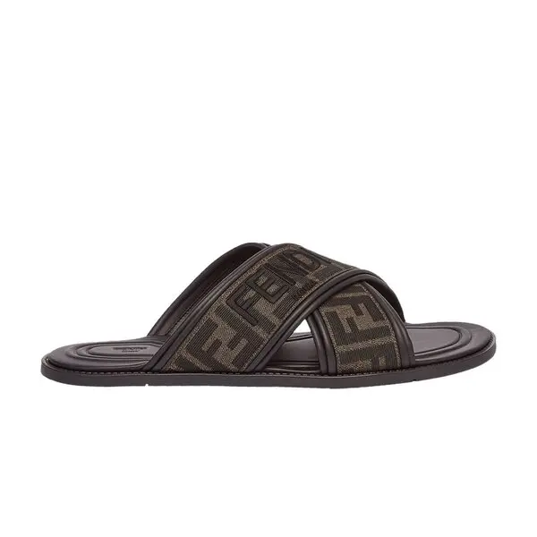 Fendi Ff Motif Slides - Brown
