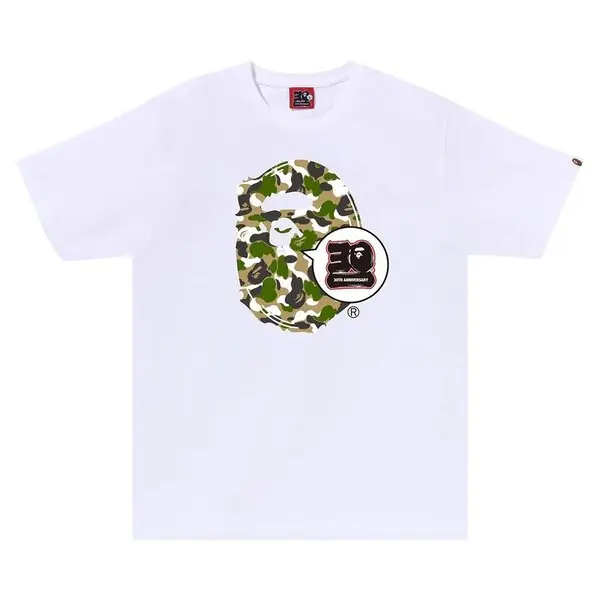 A BATHING APE Store Zozotown 30th Anniversary Ape Head Tee Set - White