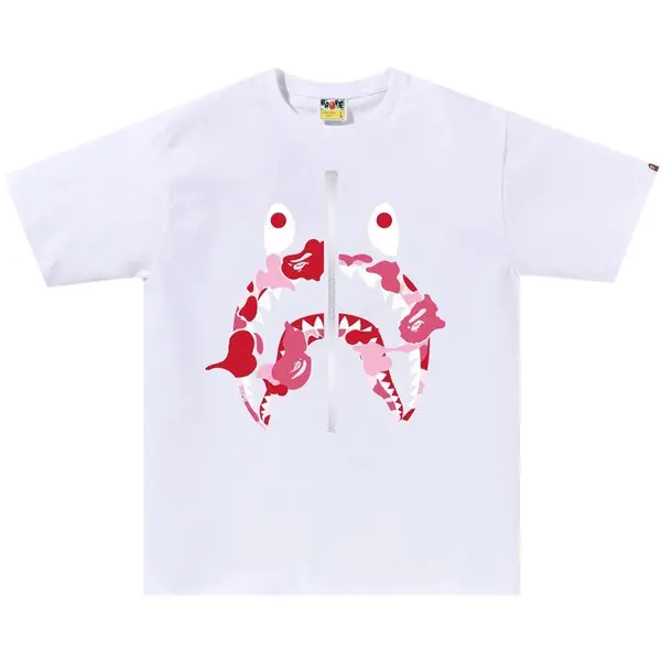 A BATHING APE Abc Camo Rebuild Shark Tee /pink - White