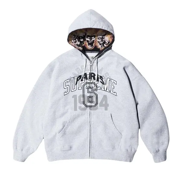 Supreme X Mm6 Maison Margiela Zip Up Hooded Sweatshirt - Grey