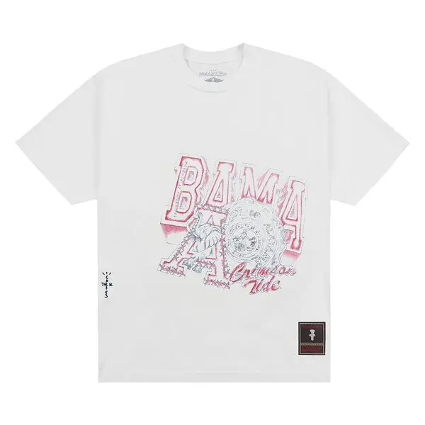 CACTUS JACK BY TRAVIS SCOTT X Mitchell & Ness University Of Alabama Handdrawn Tee - White
