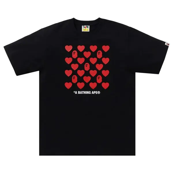 A BATHING APE Heart Pattern Box Tee - Black