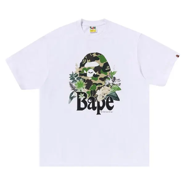 A BATHING APE Floral Big Ape Head Relaxed Fit Tee - White